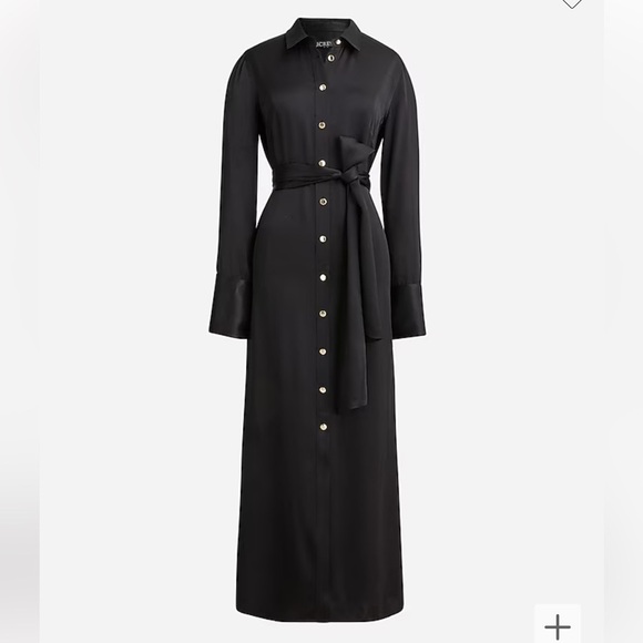 J. Crew | Dresses | J Crew Drapey Shirtdress In Luster Crepe Bu7 Black ...